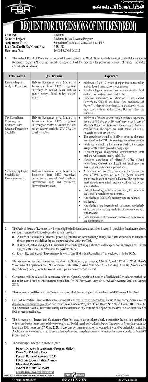 Latest Jobs in FBR Department UDC - LDC 2023