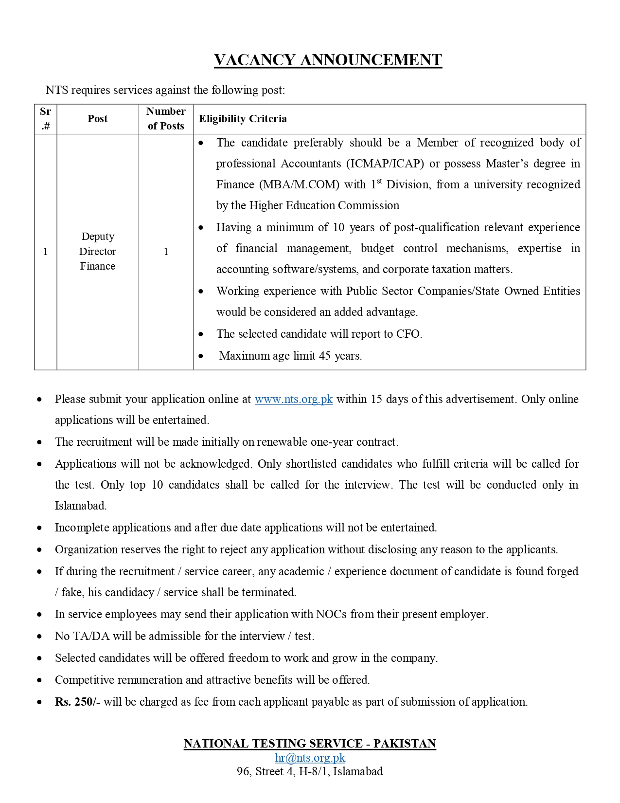 Amazing Jobs in NTS Department | National Testing Service announce Jobs