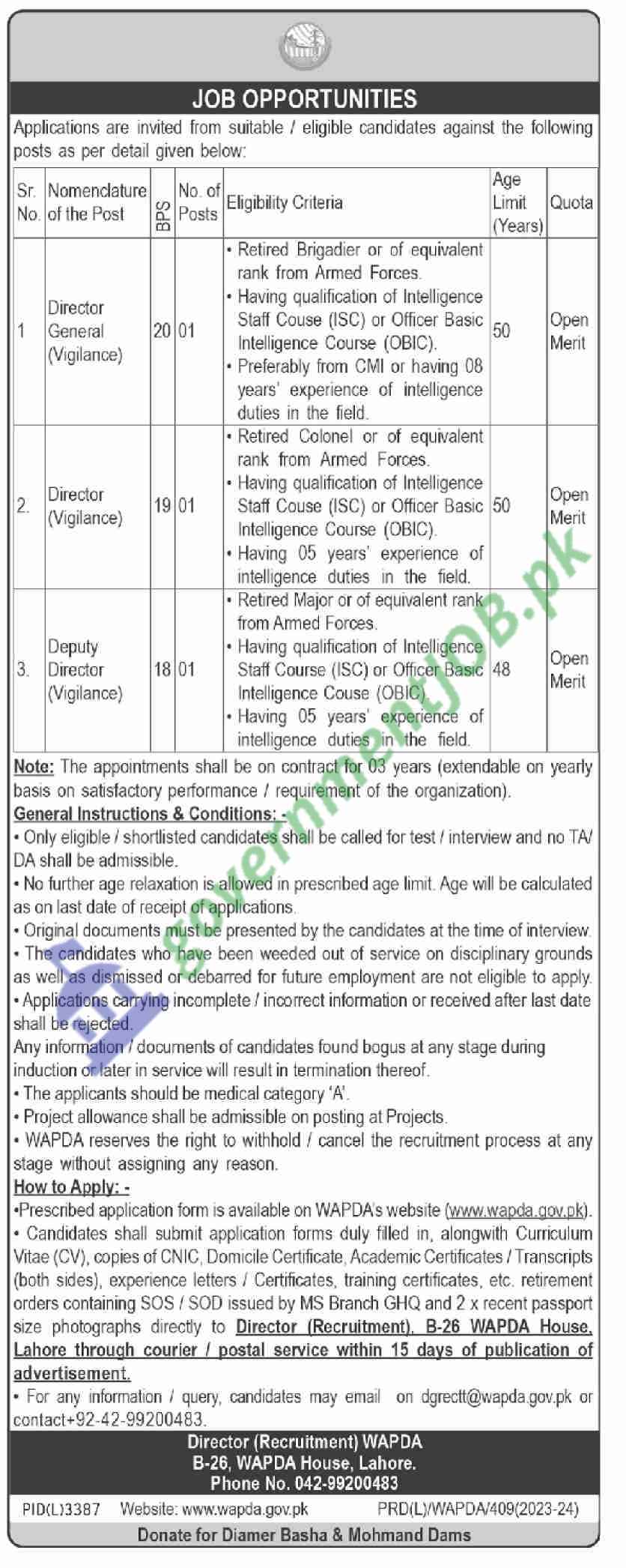 Latest Wapda Jobs 2024| Online Apply
